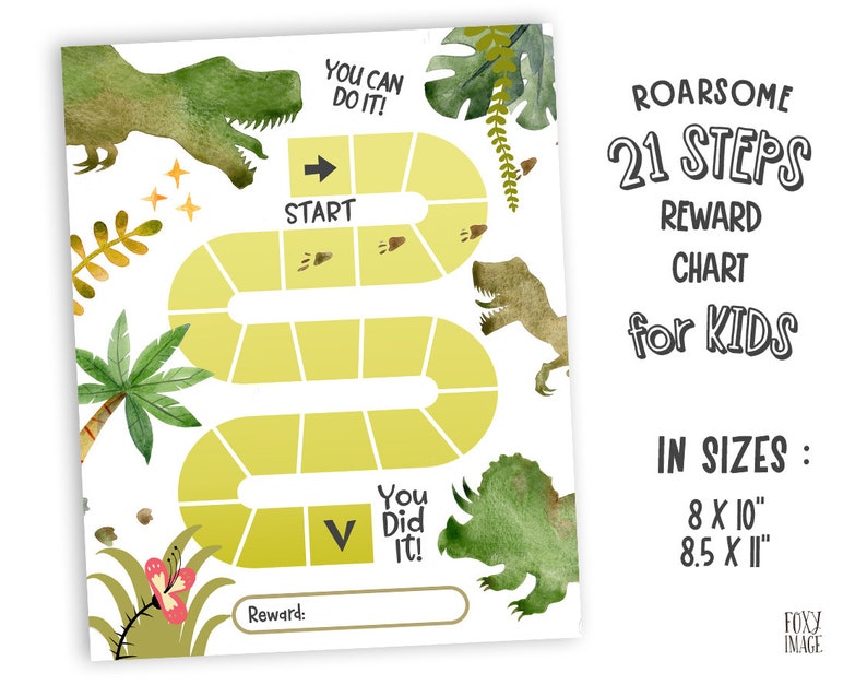 Printable Dinosaur Reward Chart, Dinosaur Behavior Chart, Toddler ...