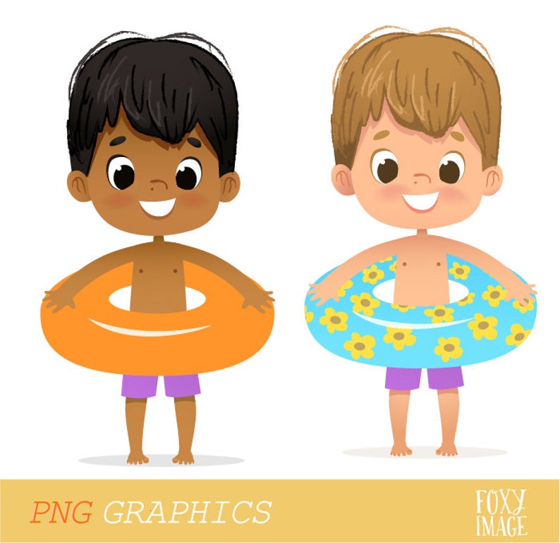 Pool Party Kids Happy Birthday Boys Pool Party Clipart Swim - Etsy