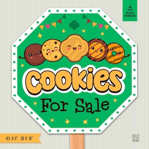 Cookies STOP Sign, Cookie Booth Yard Sign, Digital Cookie Stand, Cookie ...