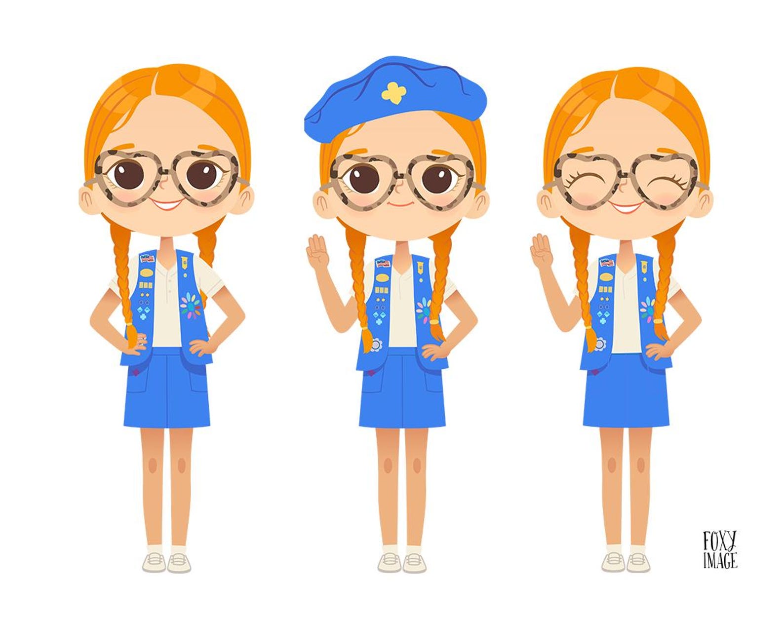 Daisy Red Haired Scouts Clip Art, Happy Scouts, Scout Girl Graphics ...