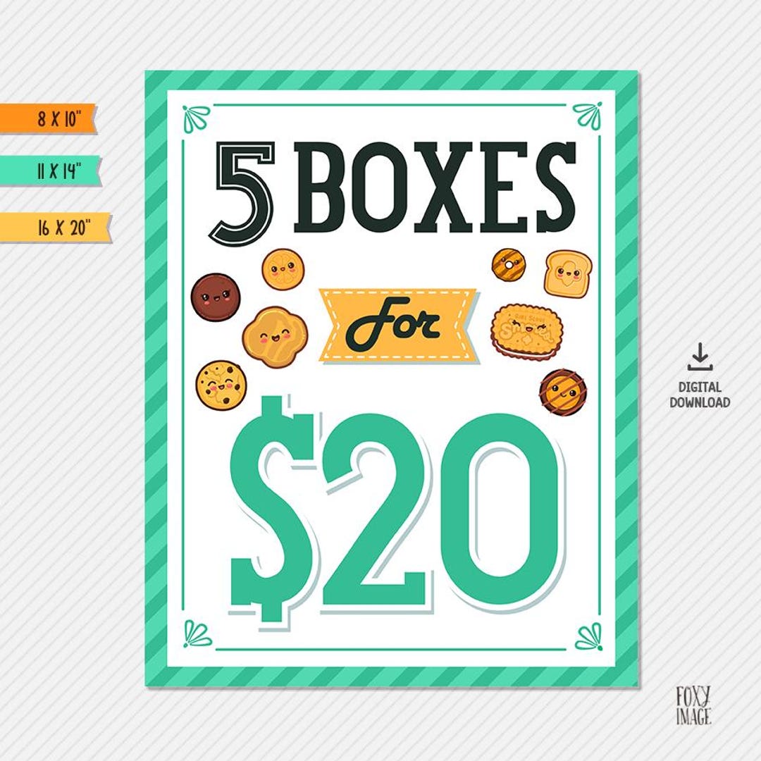 Scout Printable Cookie Price Sign, Cookie Price Sign, Printable Bake ...