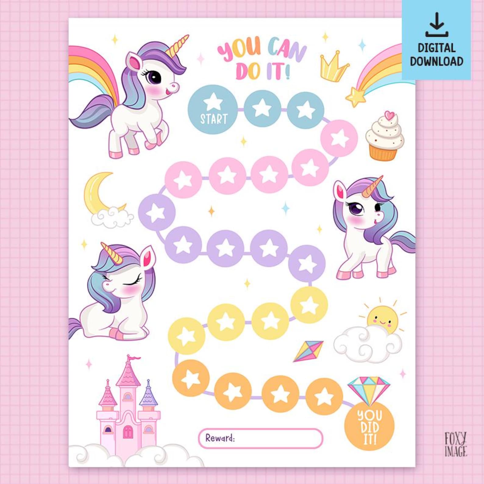 Unicorn Potty Training Chart for Kids | Printable Unicorn Reward Chart ...