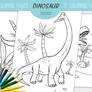 Dinosaur Coloring Pages for Preschool Kids and Adults, Dinosaur Party ...