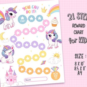 Printable Unicorn Reward Chart, Unicorn Behavior Chart, Toddler ...