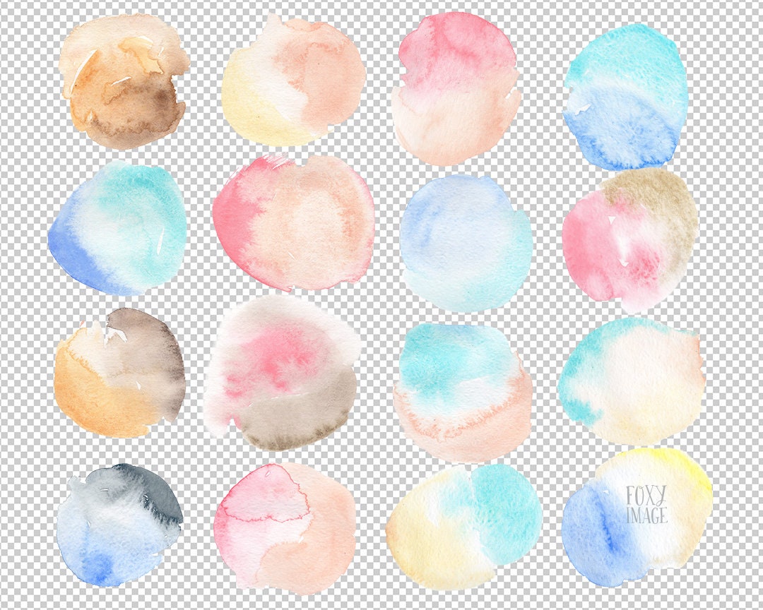 Watercolor Blotch Clipart: Colorful Abstract PNG Background (digital ...