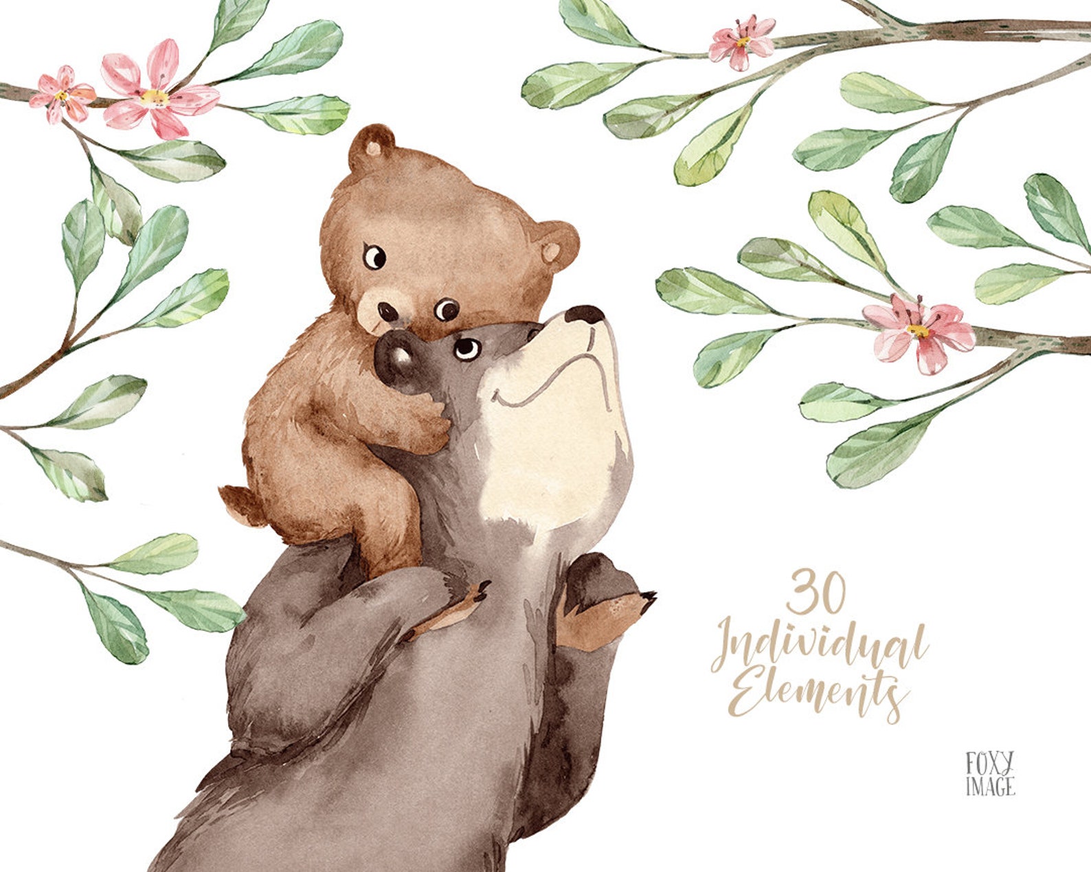 Watercolour PNG Daddy Bear, Father and Son, Animals Clipart, Little Boy ...