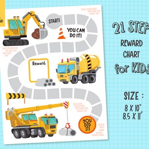 Printable Building Machines Reward Chart, Excavator Behavior Chart ...
