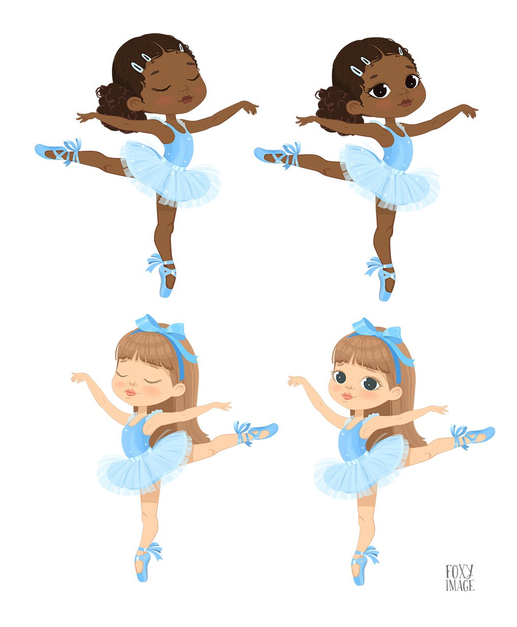Ballerina Clipart Cute Ballet Characters African American - Etsy Canada