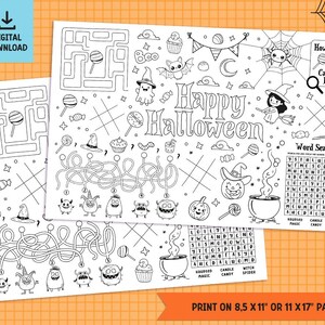 Printable Halloween Coloring Placemat, Halloween Coloring Page ...