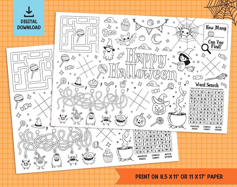 Printable Halloween Coloring Placemat, Halloween Coloring Page ...
