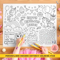 Unicorn Birthday Coloring Page Printable Unicorn Party Activity ...