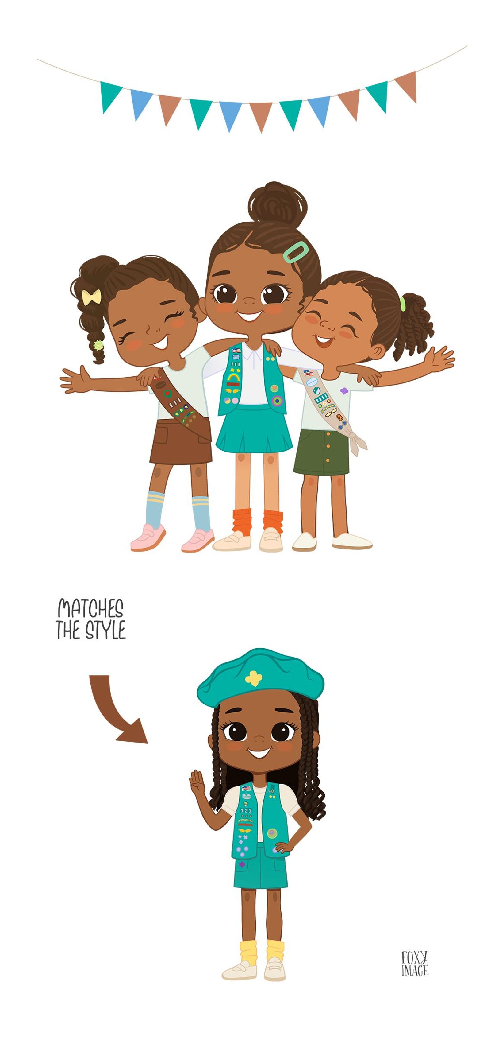 Junior Brown Hair Clip Art, Happy Scouts, Scout Graphics, PNG Scout Art ...