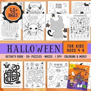 Printable Halloween Activity Book, 50+ Games for Kids (ages 4-6 ...