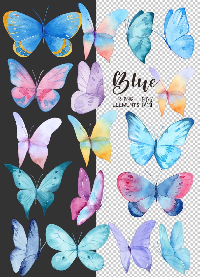Watercolor Butterfly Butterfly Blue Butterfly PNG Clipart - Etsy