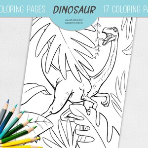 Dinosaur Coloring Pages for Preschool Kids and Adults, Dinosaur Party ...