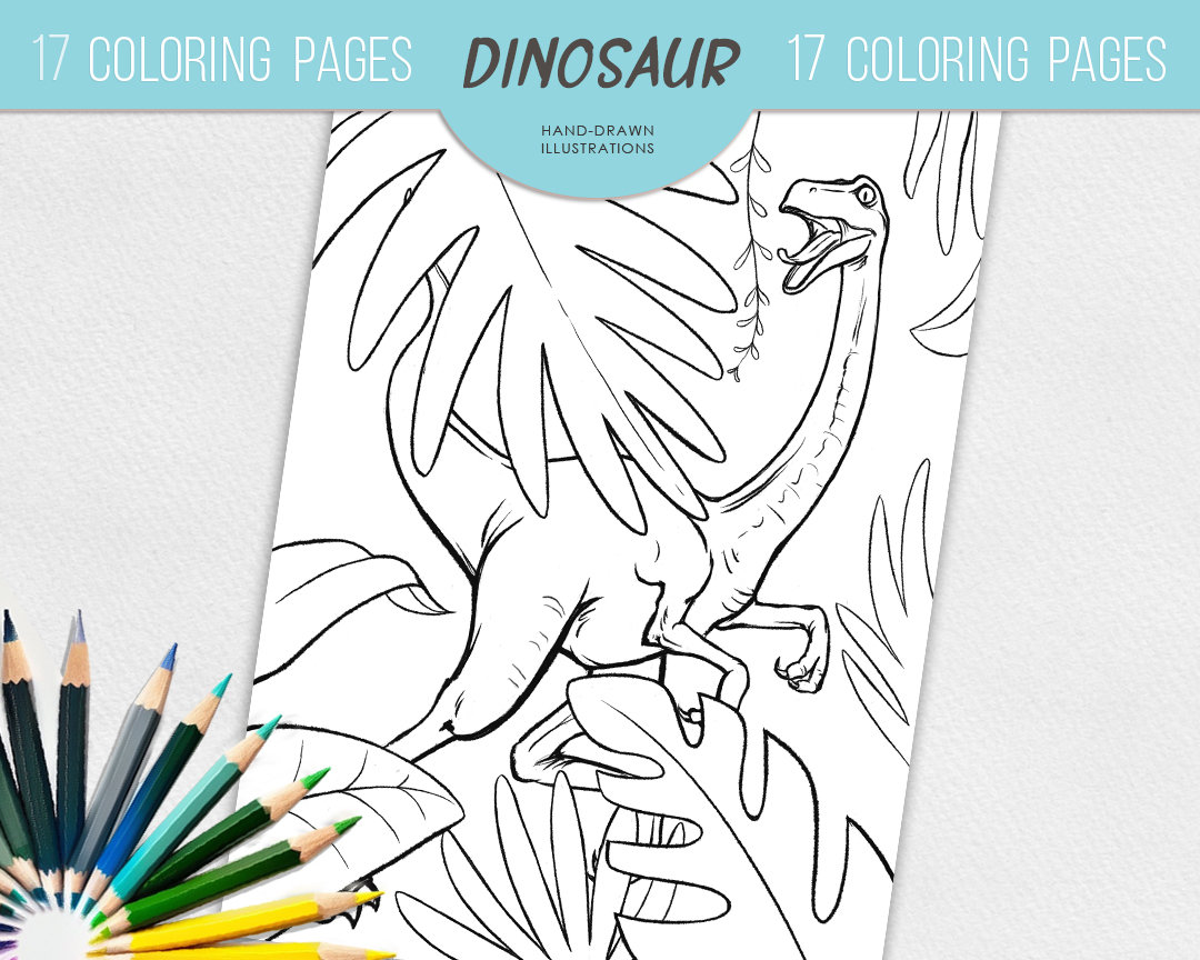 Dinosaur Coloring Pages for Preschool Kids and Adults - Etsy
