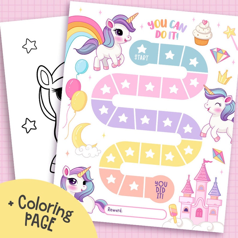 Printable Unicorn Reward Chart, Unicorn Behavior Chart, Toddler ...