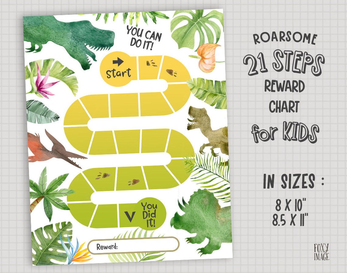 Printable Dinosaur Reward Chart, Dinosaur Behavior Chart, Toddler ...
