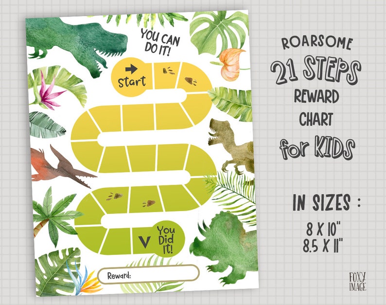 Printable Dinosaur Reward Chart, Dinosaur Behavior Chart, Toddler ...