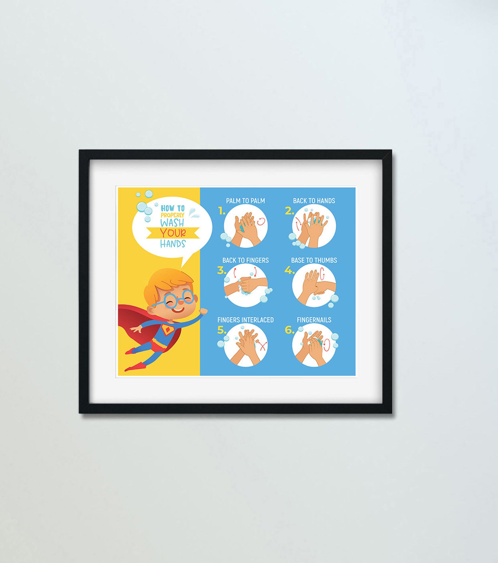 Wash Your Hands Poster, Super Hero Poster, Print Art, How to Properly ...