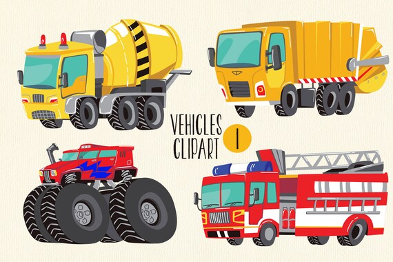 Fire Truck Clipart Cars and Trucks Clipart Monster Truck | Etsy