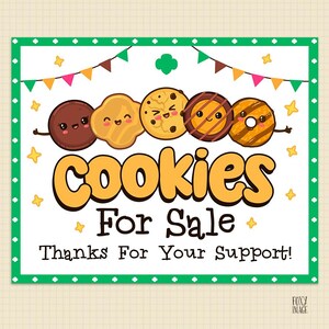 Cookie Booth Decor, Cookies Sold Here, Printable Cookie Stand Sign ...