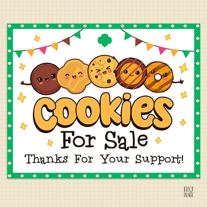 Cookie Booth Decor, Cookies Sold Here, Printable Cookie Stand Sign ...