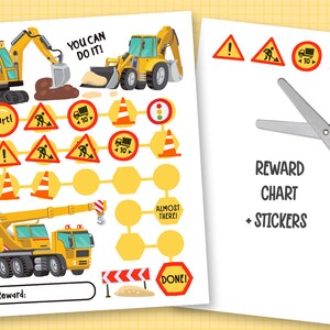 Printable Building Machines Reward Chart, Excavator Behavior Chart ...