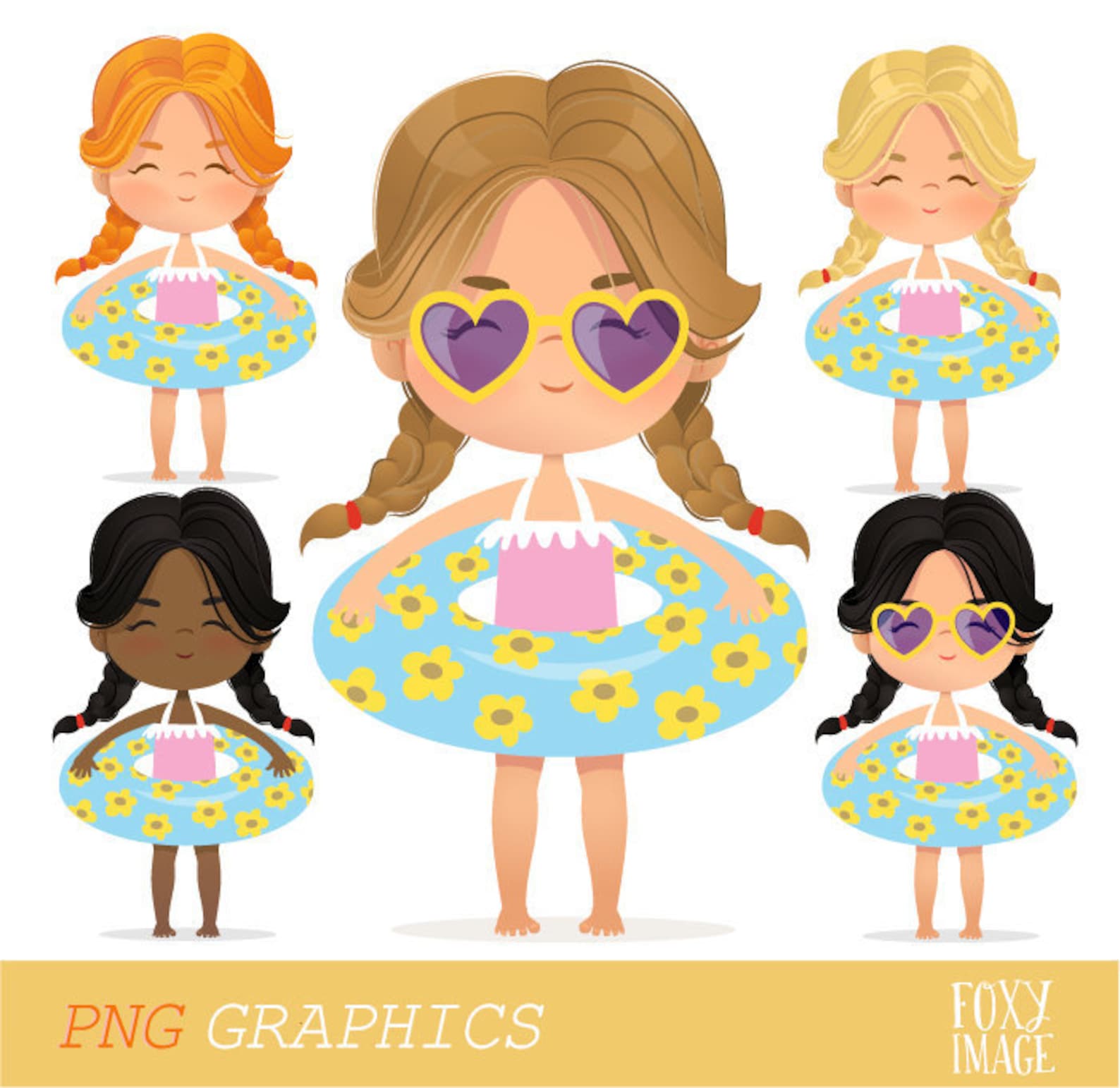 Pool Party Kids, Happy Birthday, Girls Pool Party Clipart, Swim Kids ...