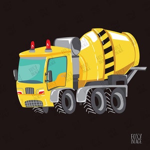 Cement Mixer Truck Clipart, Cement Truck PNG, Instant Digital Download ...