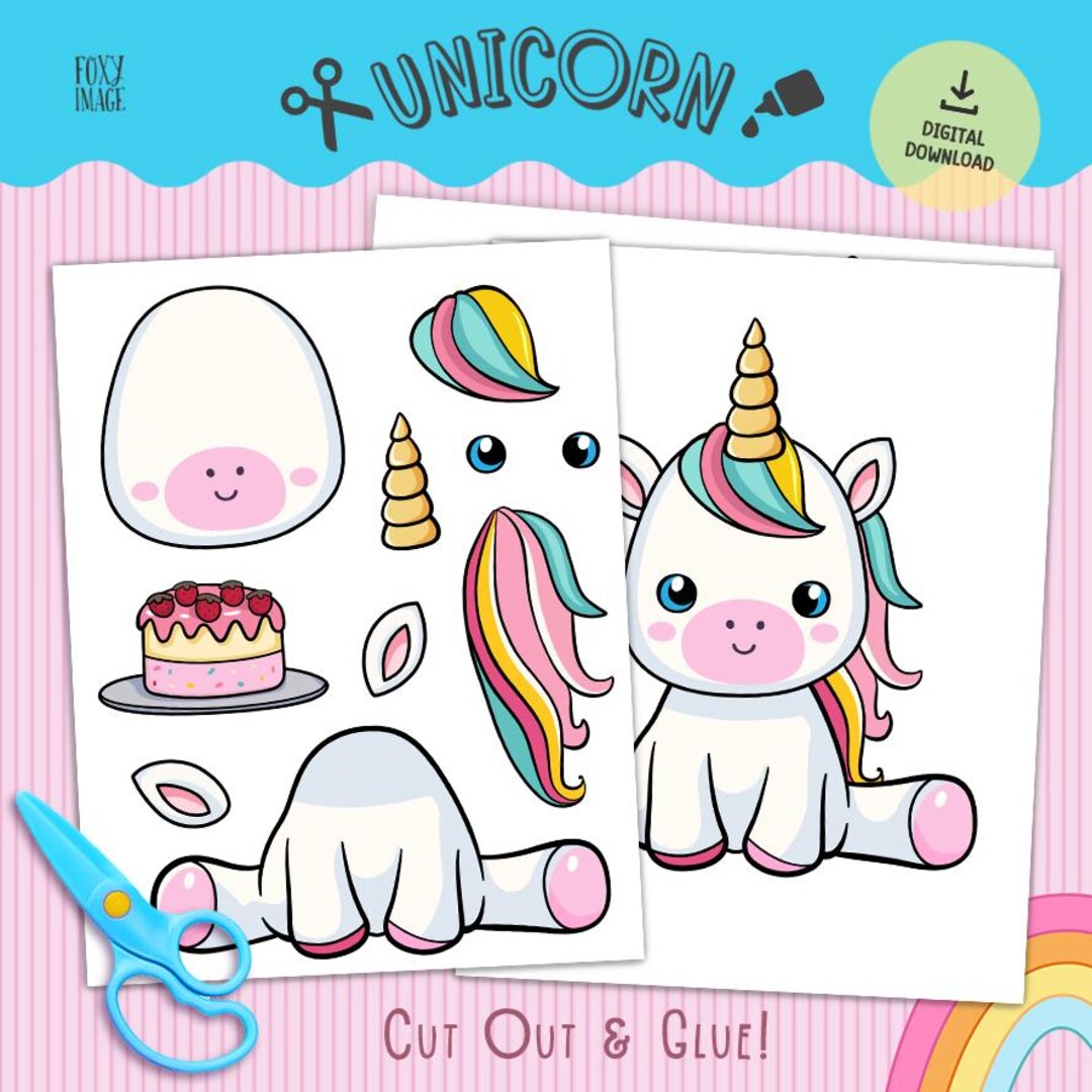 Unicorn Cut and Glue Worksheets, Unicorn Cut and Glue Preschool ...