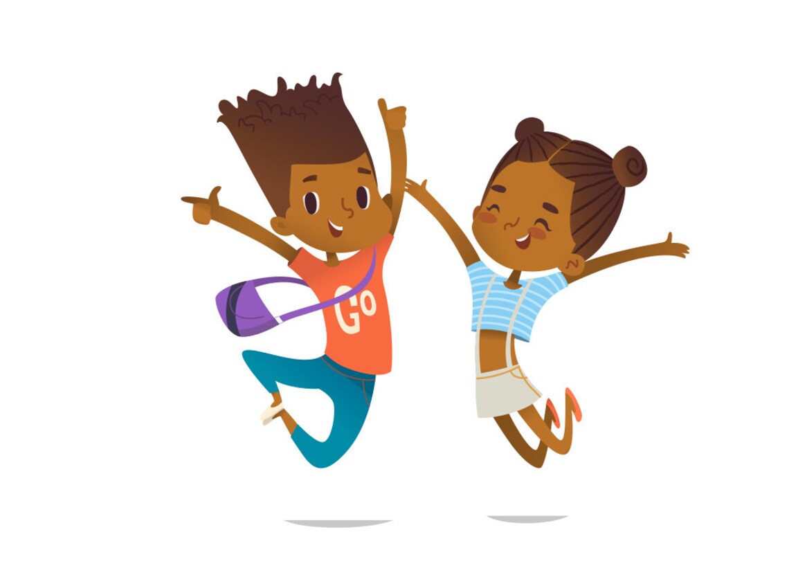 Happy Kids Joyously Jump. PNG Clipart African American Kids - Etsy