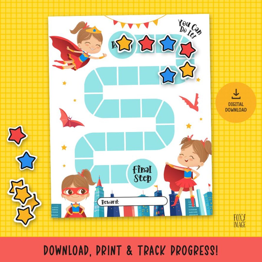 Superhero Printable Potty Training Reward Chart for Toddlers, Fun Super ...
