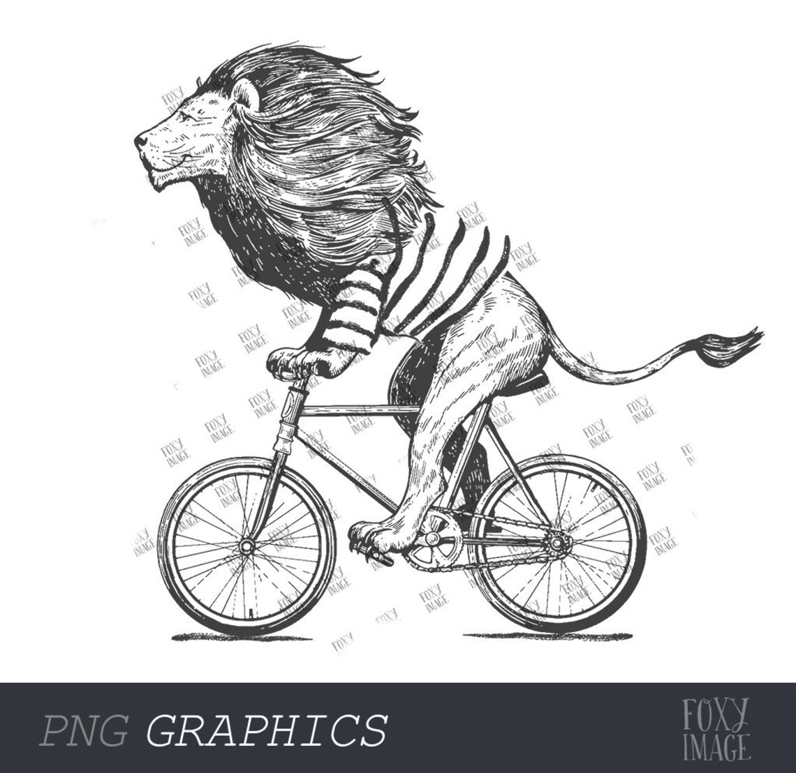 Lion PNG Lion Rides Bicycle Lion Printable PNG Lion - Etsy