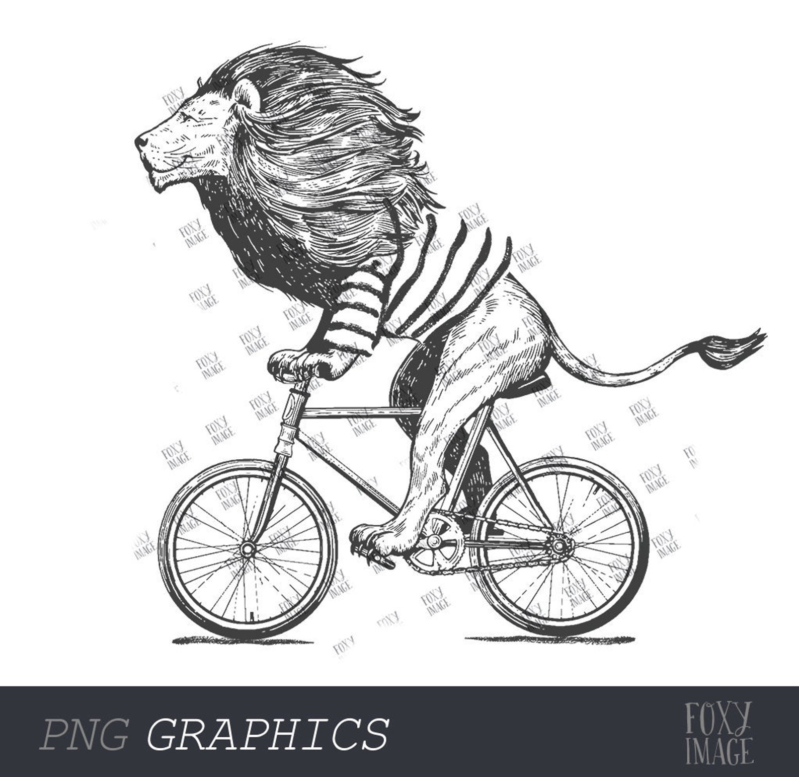 Lion PNG, Lion Rides Bicycle, Lion Printable PNG, Lion Graphic, Lion ...