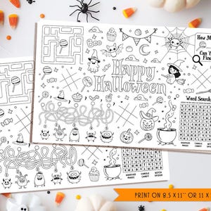 Halloween Coloring Placemat for Kids: Spooky Activity Sheet (PDF & JPEG ...