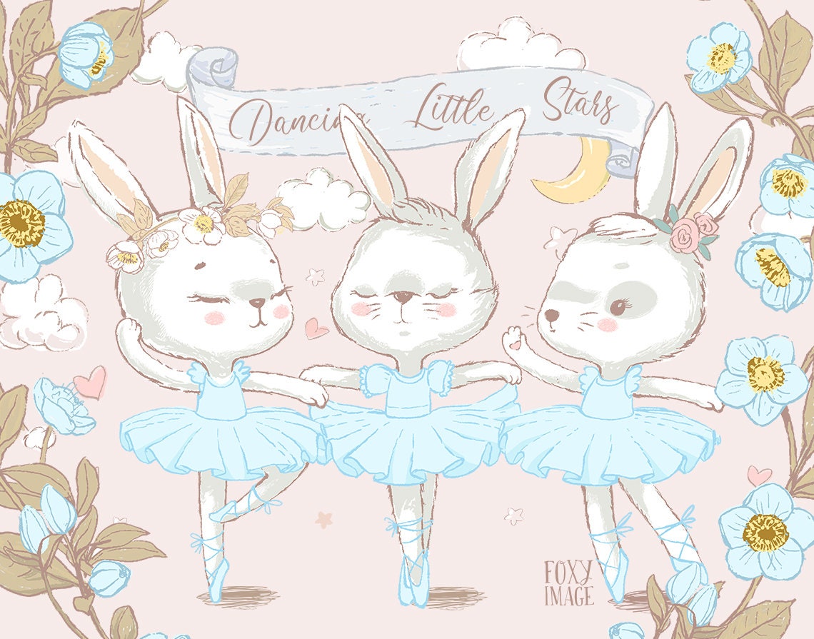 White Ballerina Bunny Dancing Bunny PNG Clipart Little Bunny - Etsy