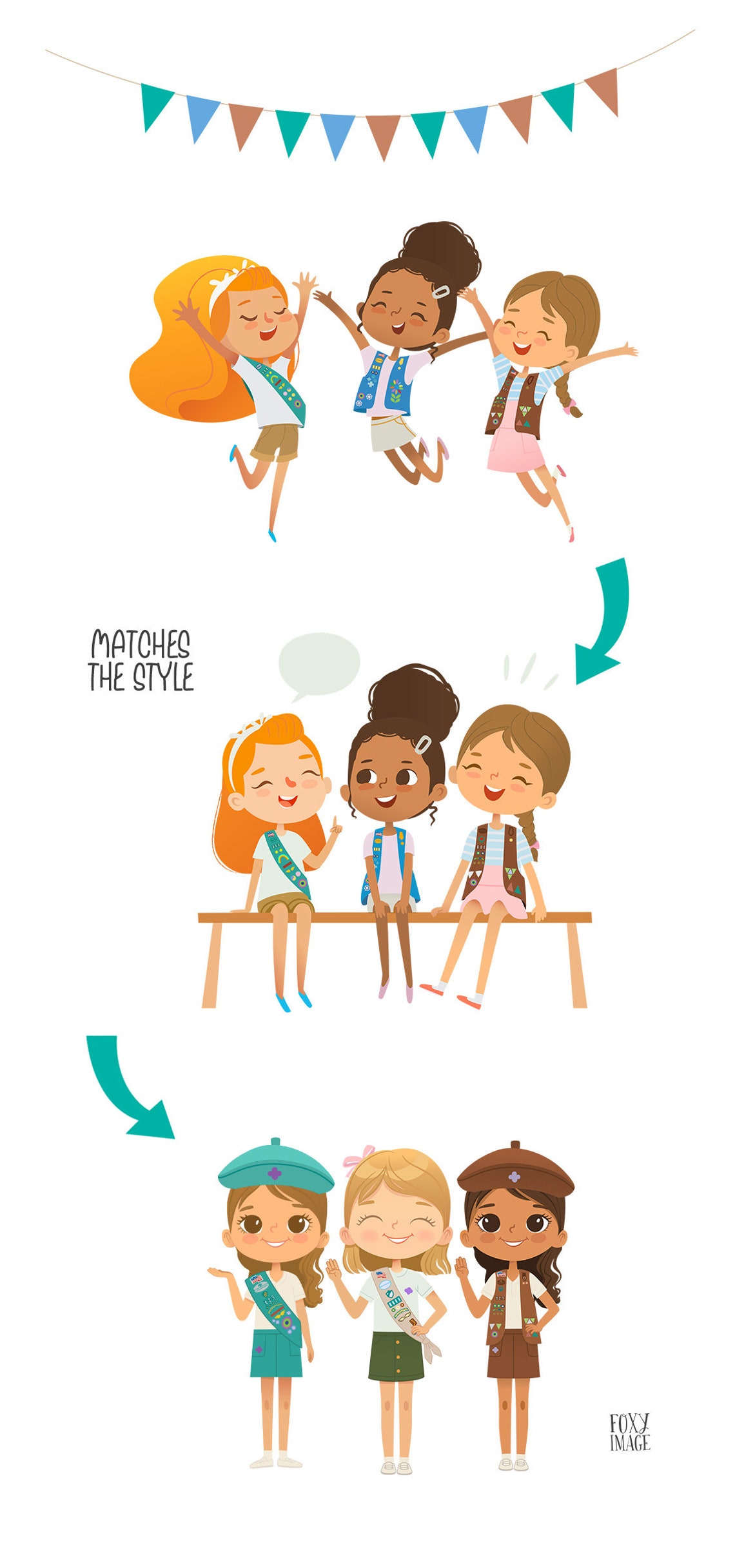 Cadette Scout Clipart, Blond Girl, Troop Graphics (digital Download) - Etsy
