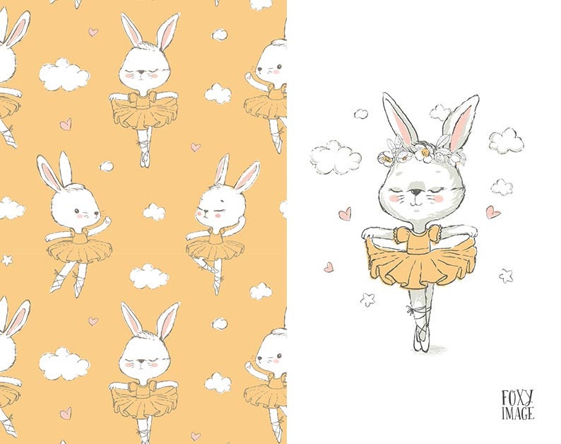 DIGITAL Paper, Dancing Ballerina, Ballerina Bunny, Ballerina Girl Paper ...