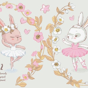 White and Brown Ballerina Rabbits, Dancing Bunny PNG Clipart, Little ...
