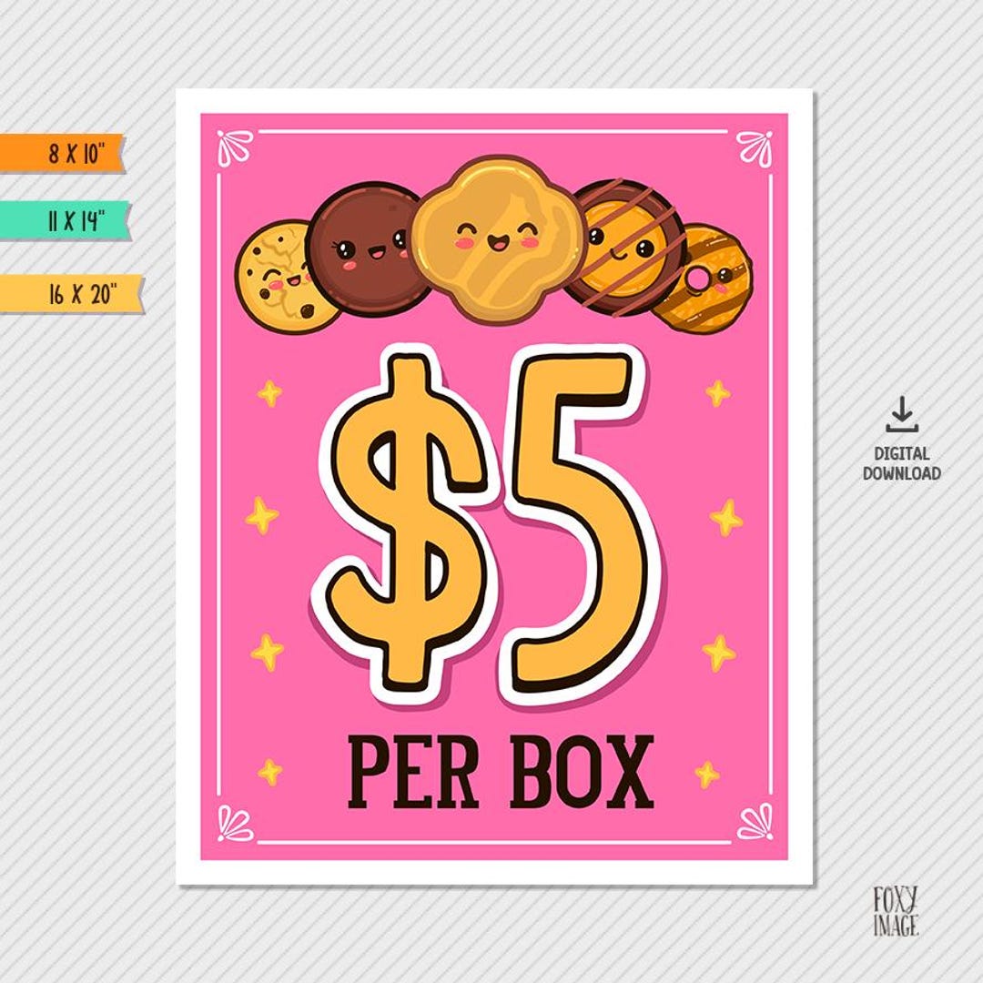 Scout Printable Cookie Price Sign, Cookie Price Sign, Printable Bake ...