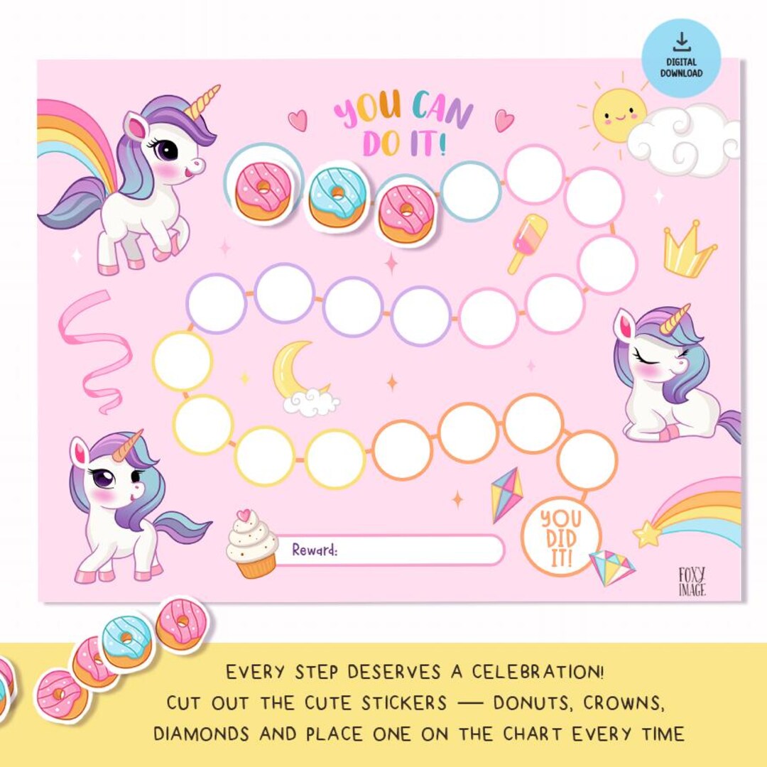 Unicorn Behavior Chart for Kids – Daily Routine & Chores Tracker ...
