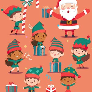 Cute Christmas Elf, Santas Helpers Clipart, Happy Elves, Elf Hat- Clip ...