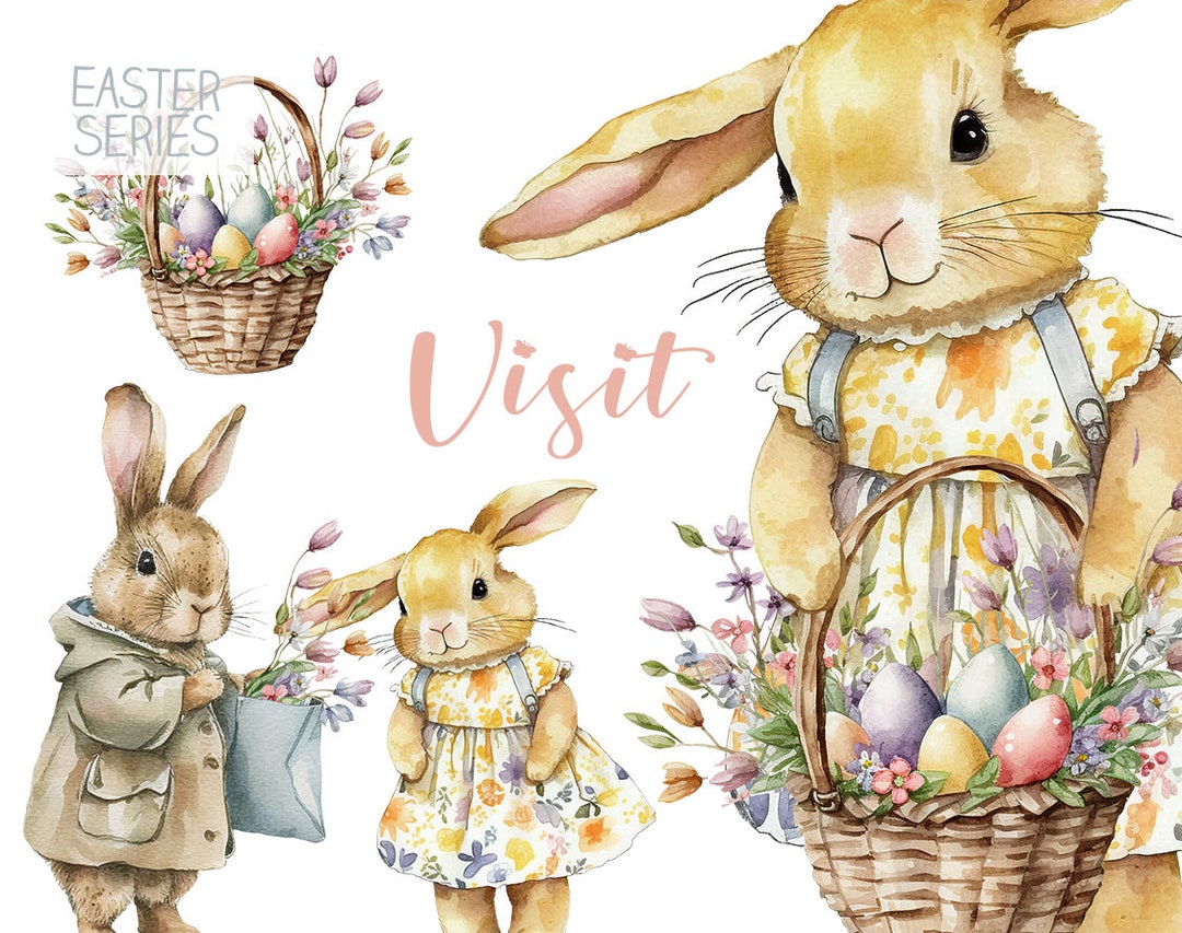 Easter Bunny Clipart, Bunny PNG Clipart, Boy and Girl, Little Bunny ...