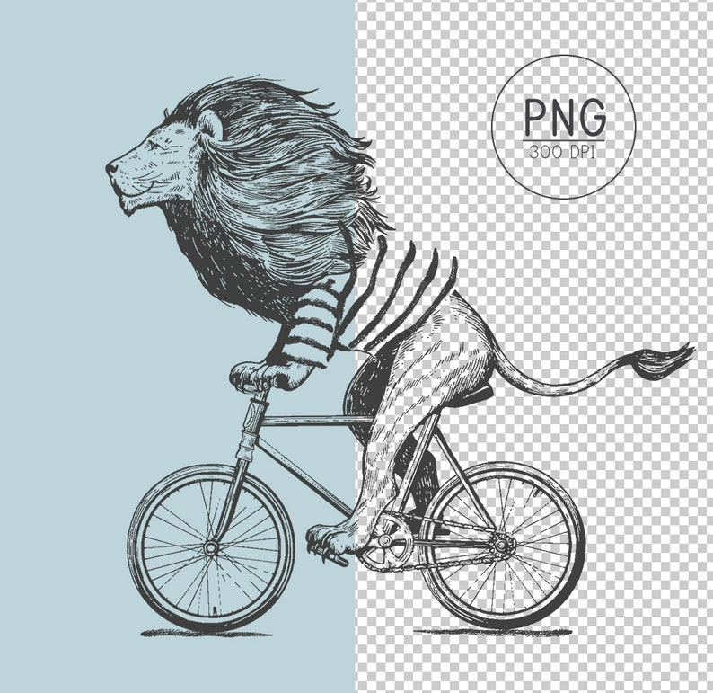Lion PNG Lion Rides Bicycle Lion Printable PNG (Download Now) - Etsy