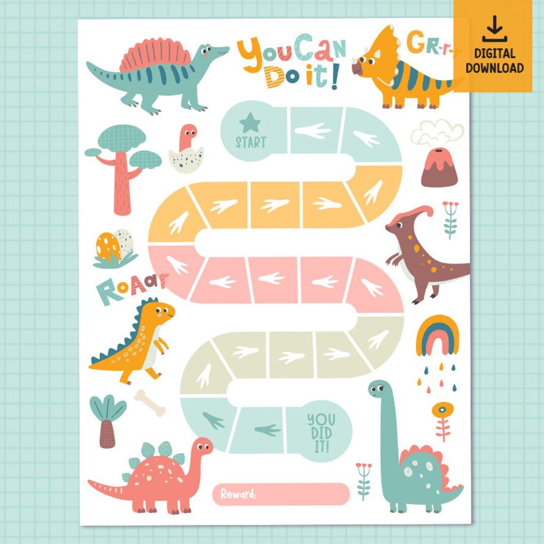 Printable Dinosaur Reward Chart, Dinosaur Behavior Chart, Toddler ...