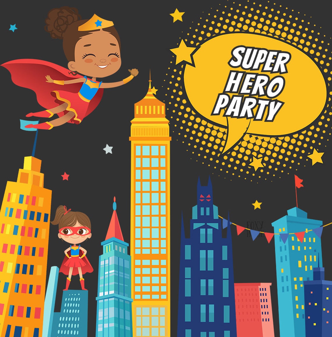 City Skyline Clipart, Superhero Buildings , Comic Book Clipart ...