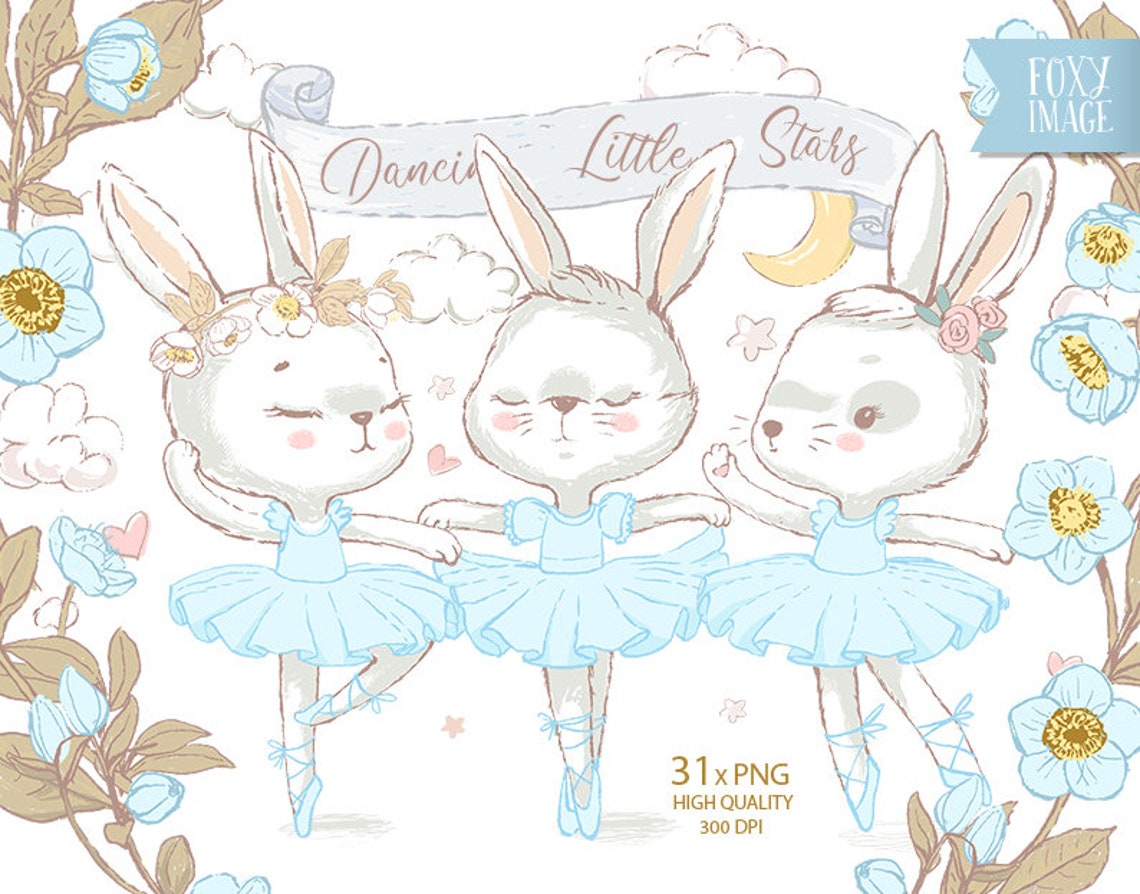 White Ballerina Bunny Dancing Bunny PNG Clipart Little Bunny - Etsy