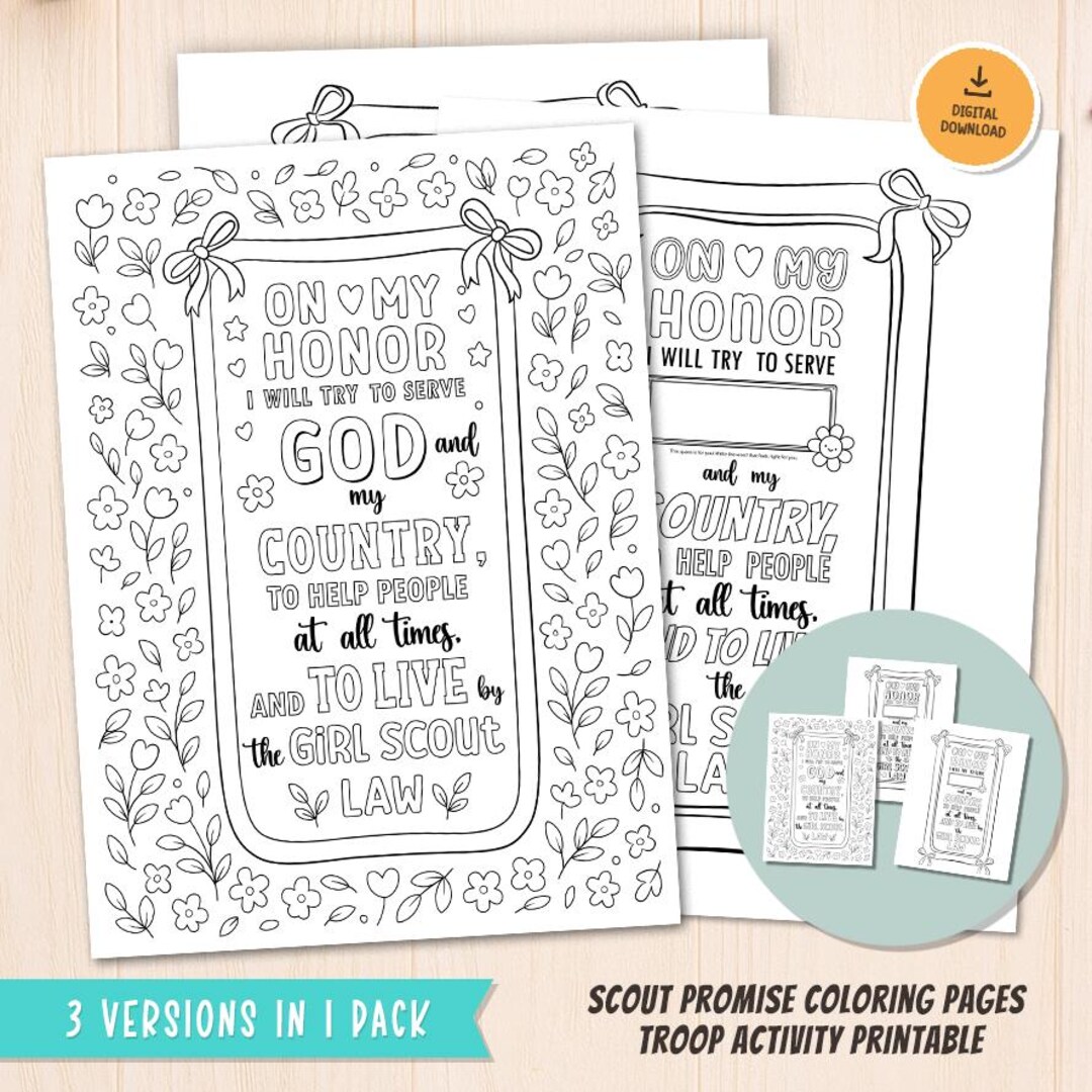 Scout Promise Coloring Page, Kids Club Law Printable, Meeting Activity ...