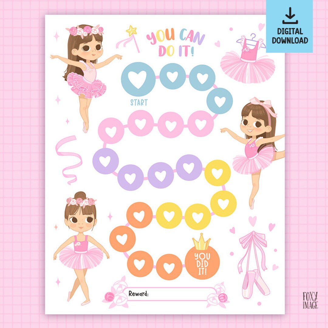 Printable Ballerina Reward Chart, Ballerina Behavior Chart, Toddler ...